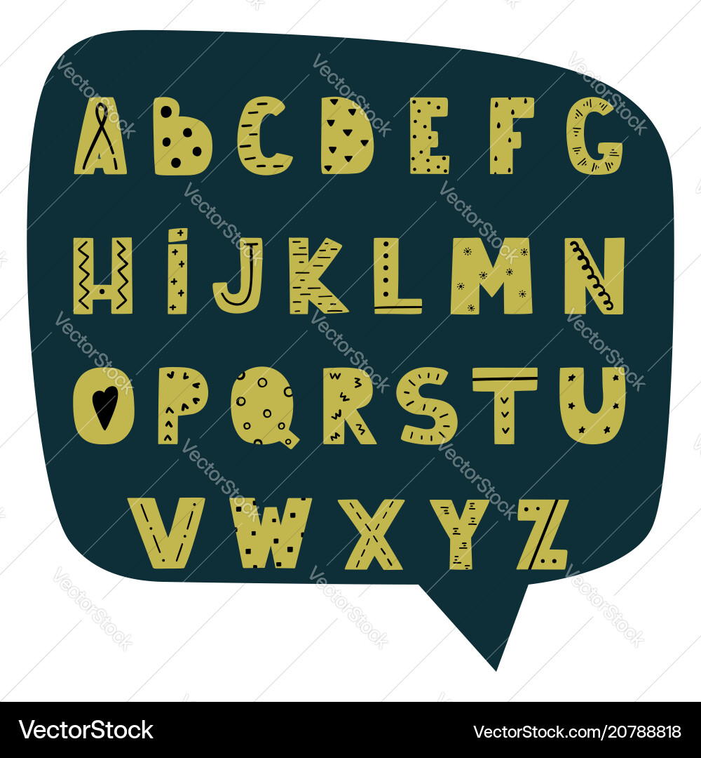 Hand Drawn Modern Alphabet In Scandinavian Style Vector Image