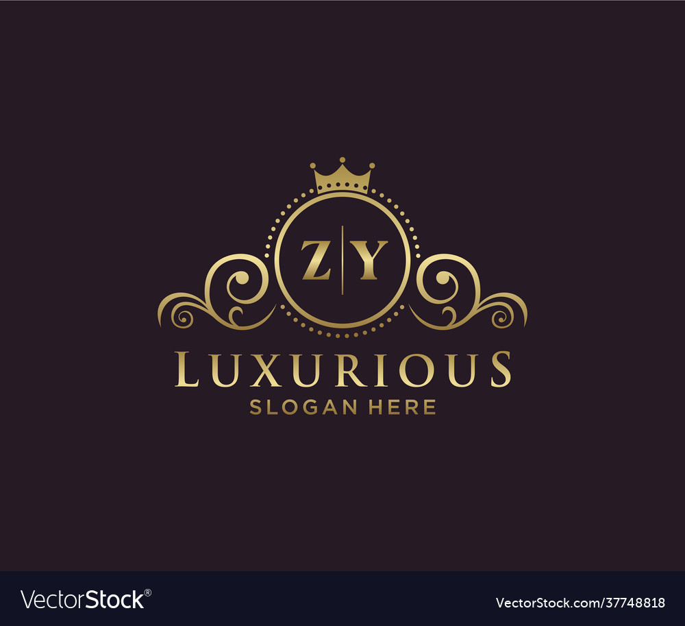 Initial zy letter royal luxury logo template Vector Image