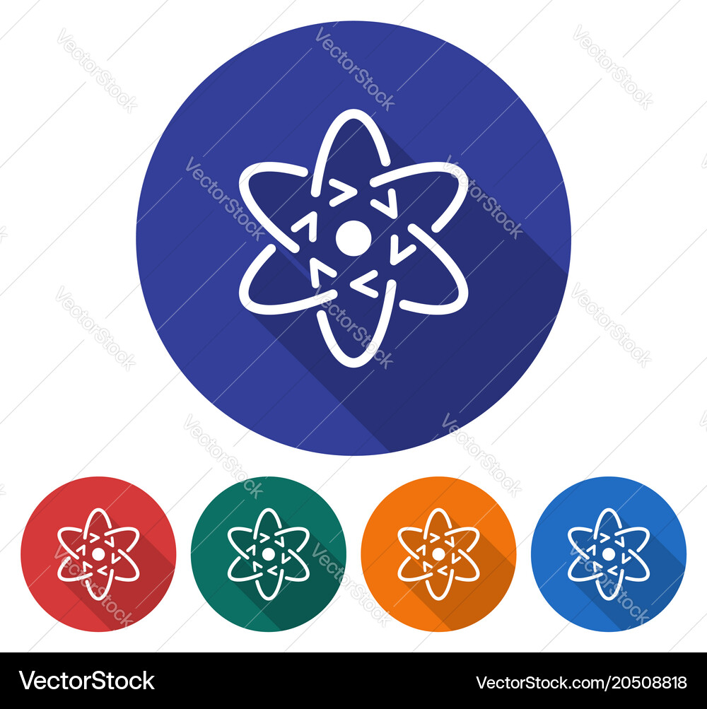 Round icon of atom model flat style with long Vector Image