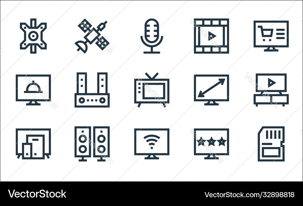 Television line icons linear set quality line set Vector Image