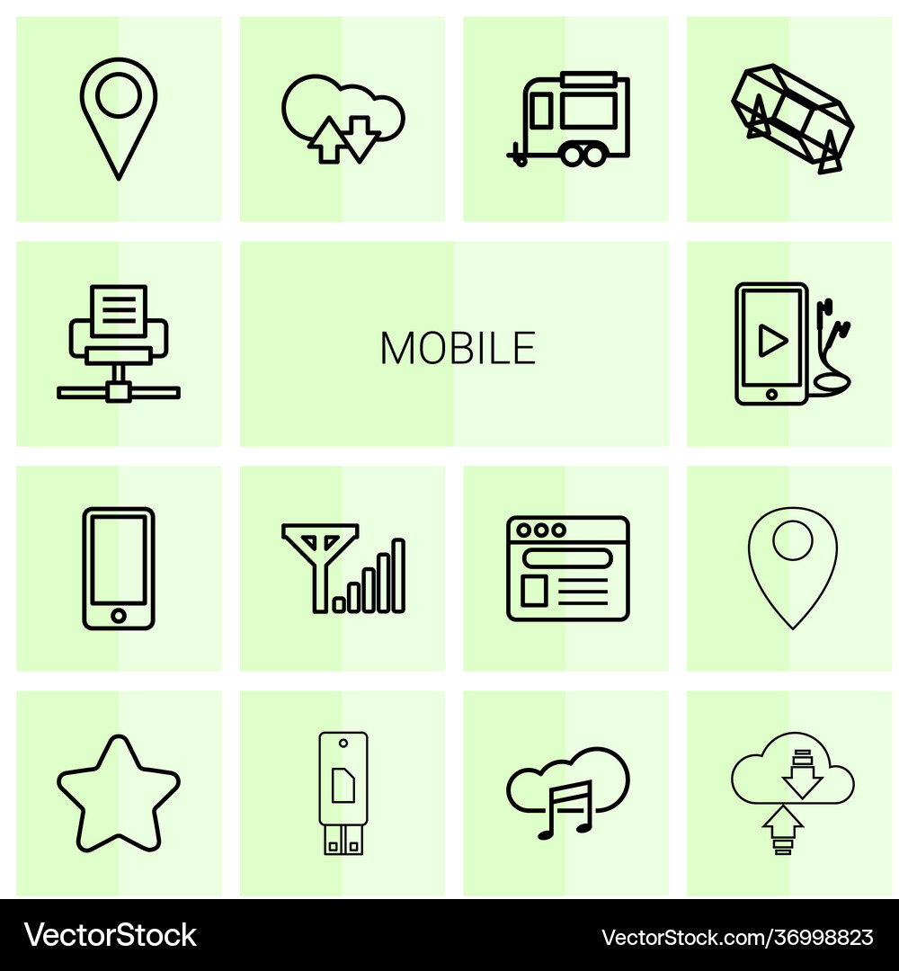 14 mobile icons Royalty Free Vector Image - VectorStock