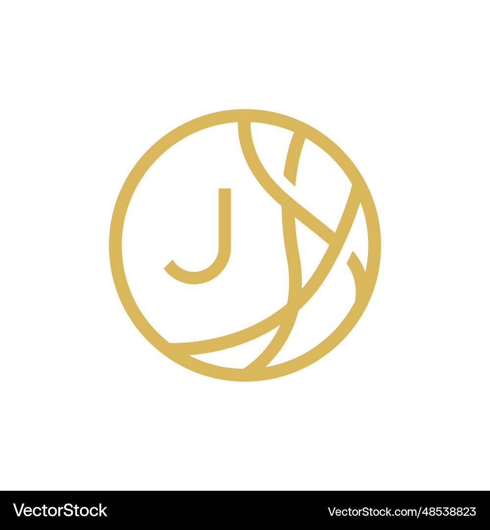 Abstract circle letter j logo line art Royalty Free Vector