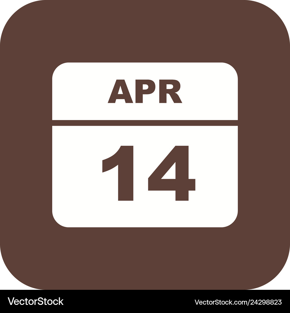 April 14th date on a single day calendar Vector Image