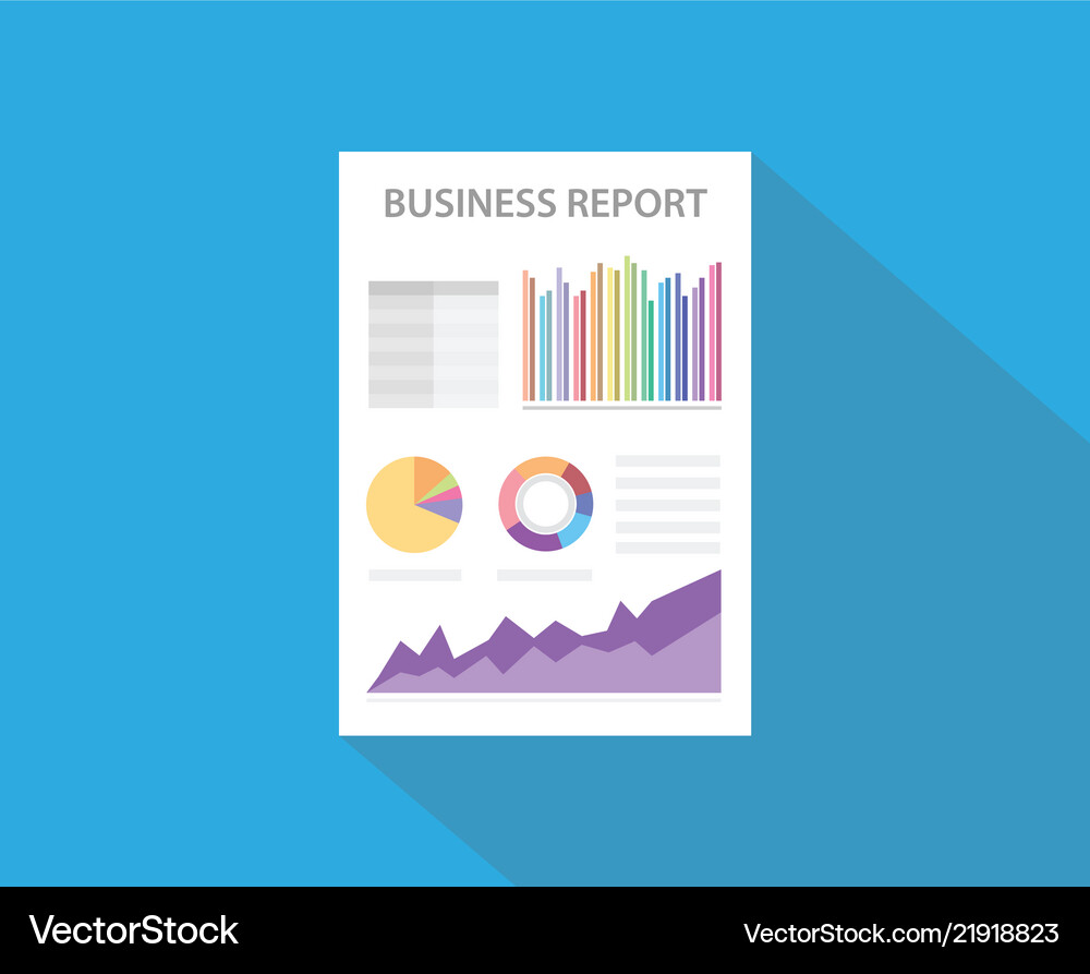 Business report with paper document and graph and Vector Image