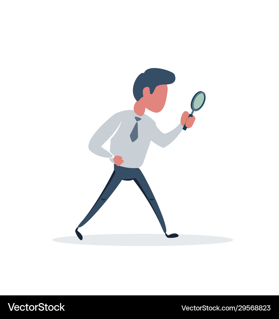 Businessman looking through a magnifying glass Vector Image