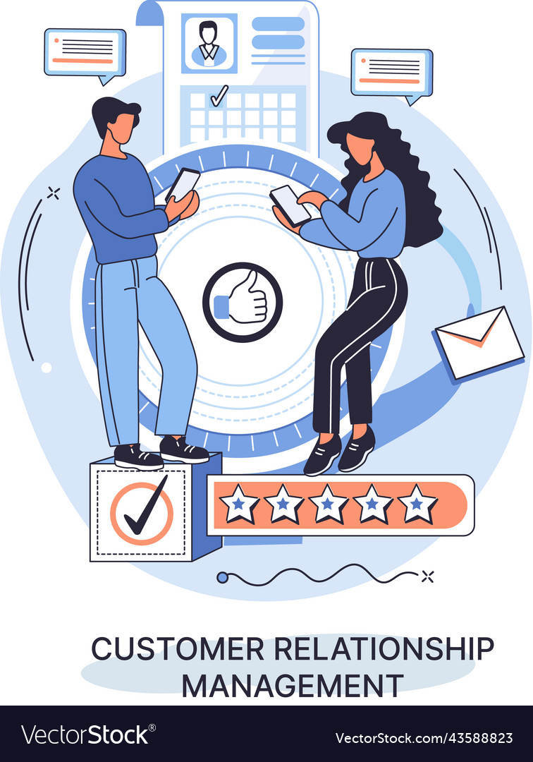 Crm Concept Customer Relationship Management Vector Image
