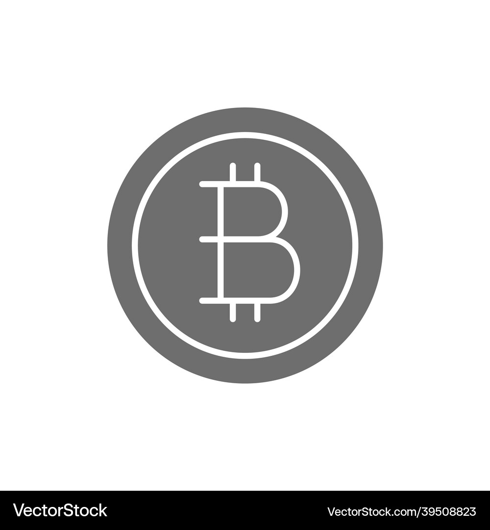 Hand with bitcoin coin cryptocurrency grey icon Vector Image