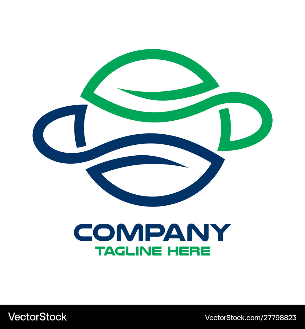 Modern planet earth and a leaf nature logo Vector Image