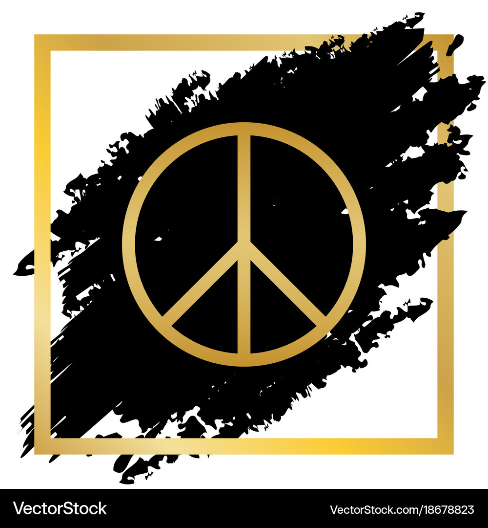 Peace sign golden icon Royalty Free Vector Image