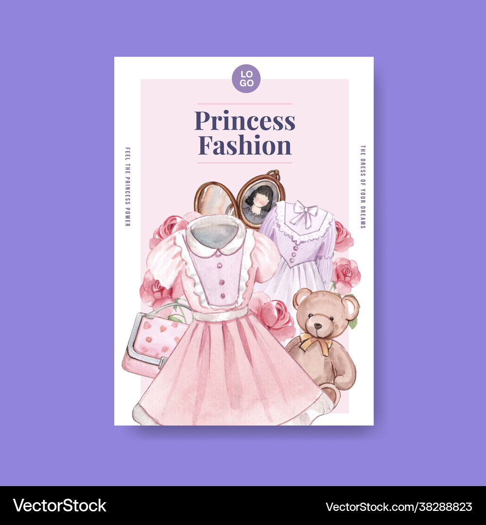 Poster template with princess outfit concept Vector Image
