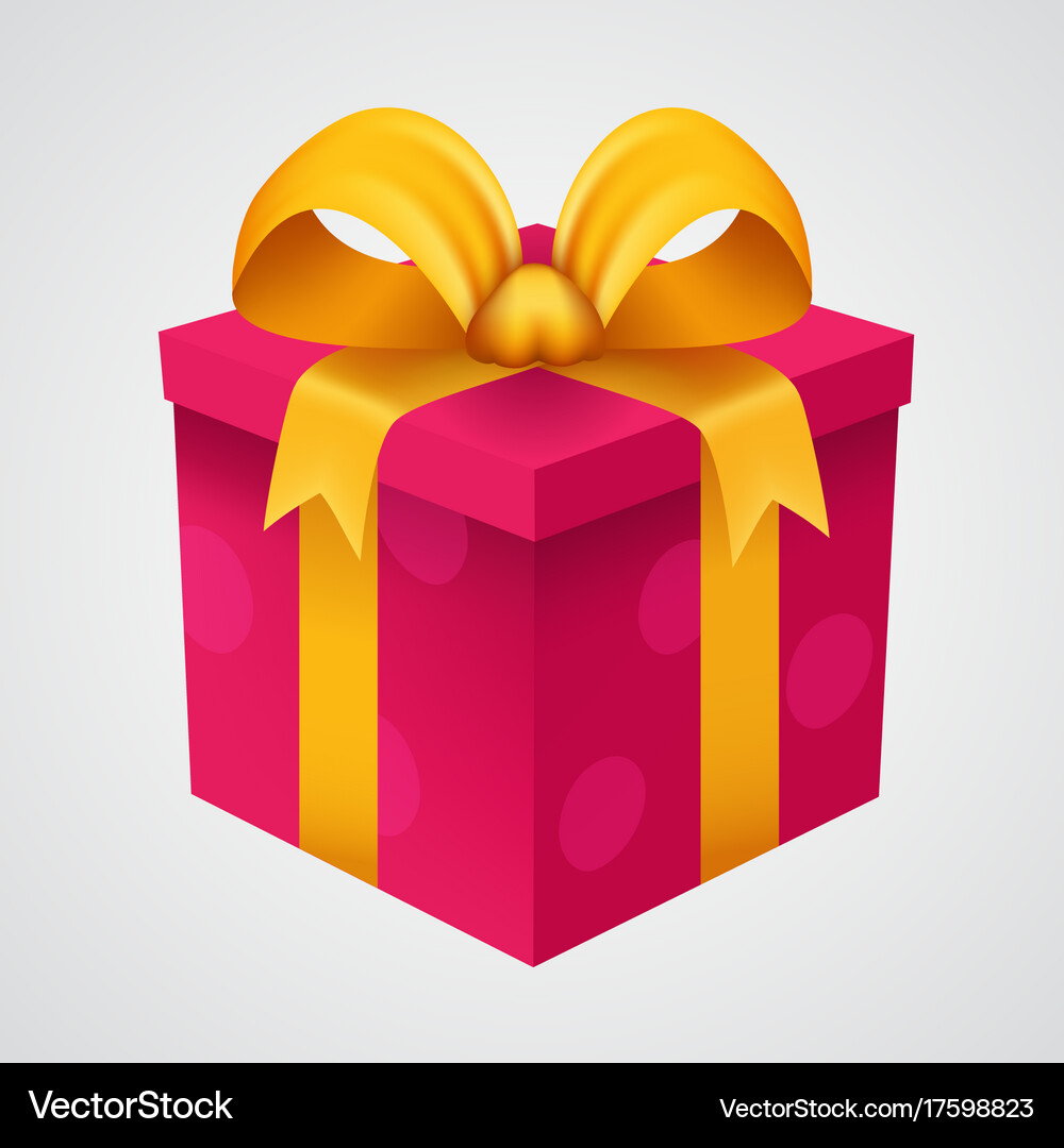 Present red box with golden ribbon Royalty Free Vector Image