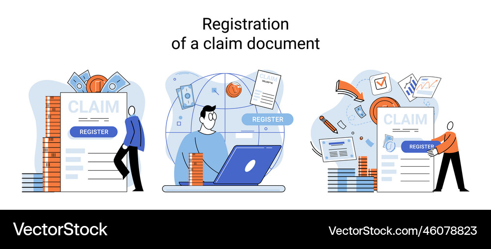 Registration of claim form register document Vector Image