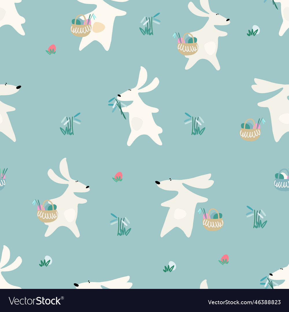 Seamless pattern on easter theme with easter bunny