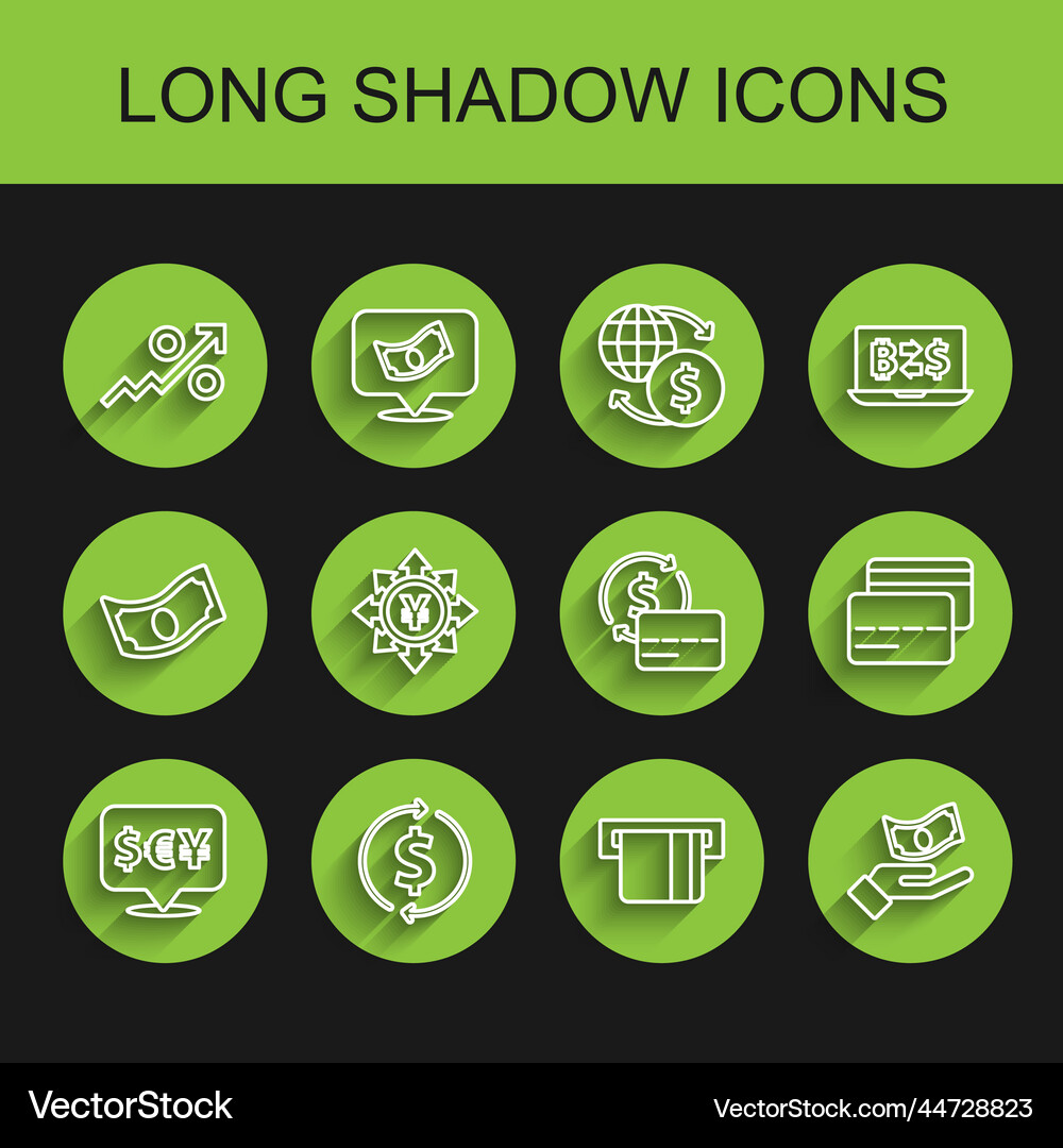 Set line currency exchange financial growth Vector Image