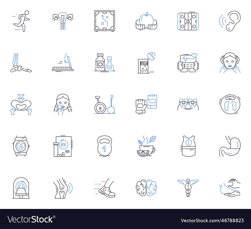 Workouts line icons collection sweat cardio Vector Image Workouts line icons collection sweat cardio Vector Image