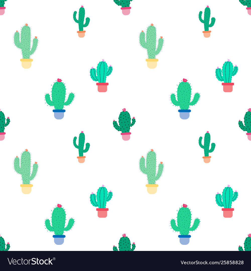 Cute seamless cactus pattern background Royalty Free Vector