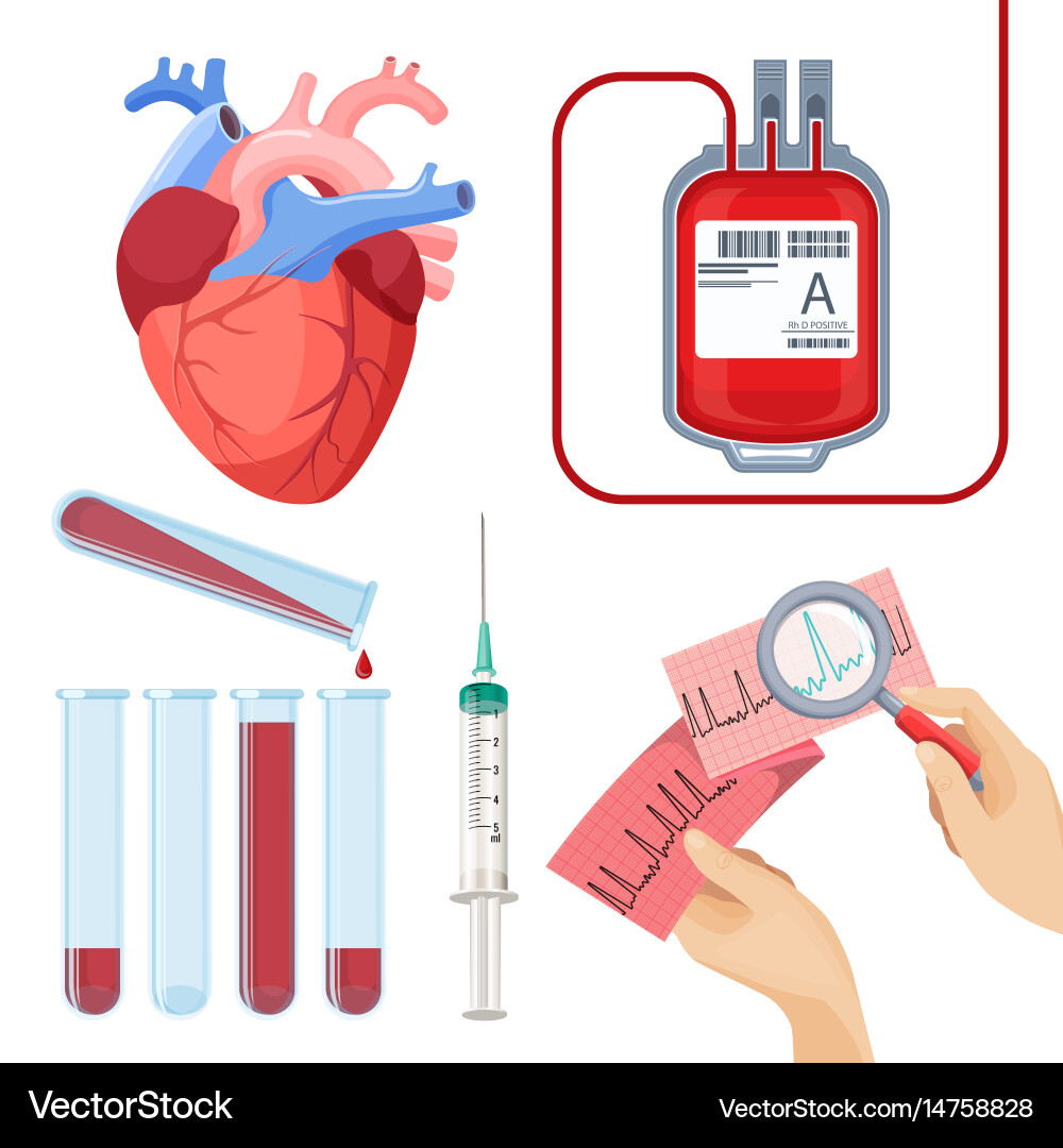Donate blood concept set Royalty Free Vector Image