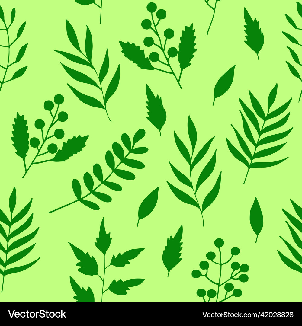 Flowers and leaves seamless pattern hand drawn Vector Image