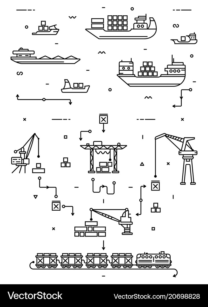Global cargo logistics concept sea delivery Vector Image