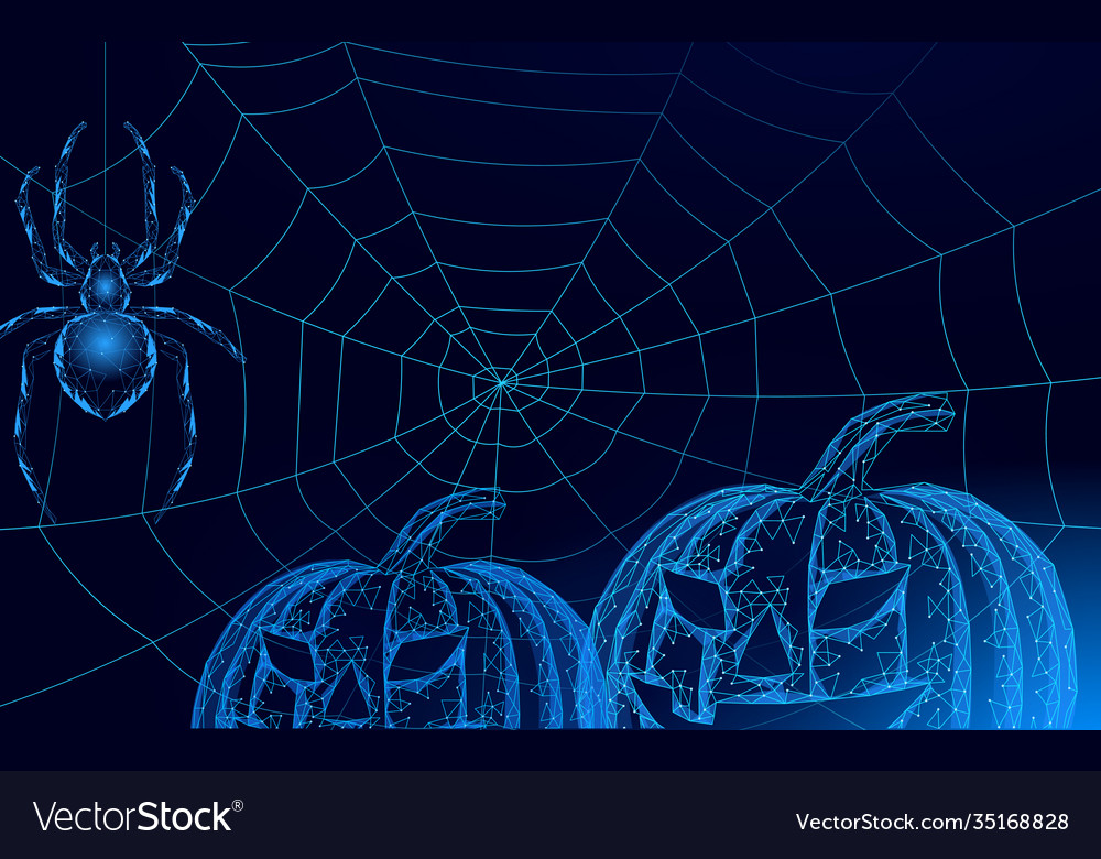 Halloween 3d pumpkin jack bats and spider geek Vector Image