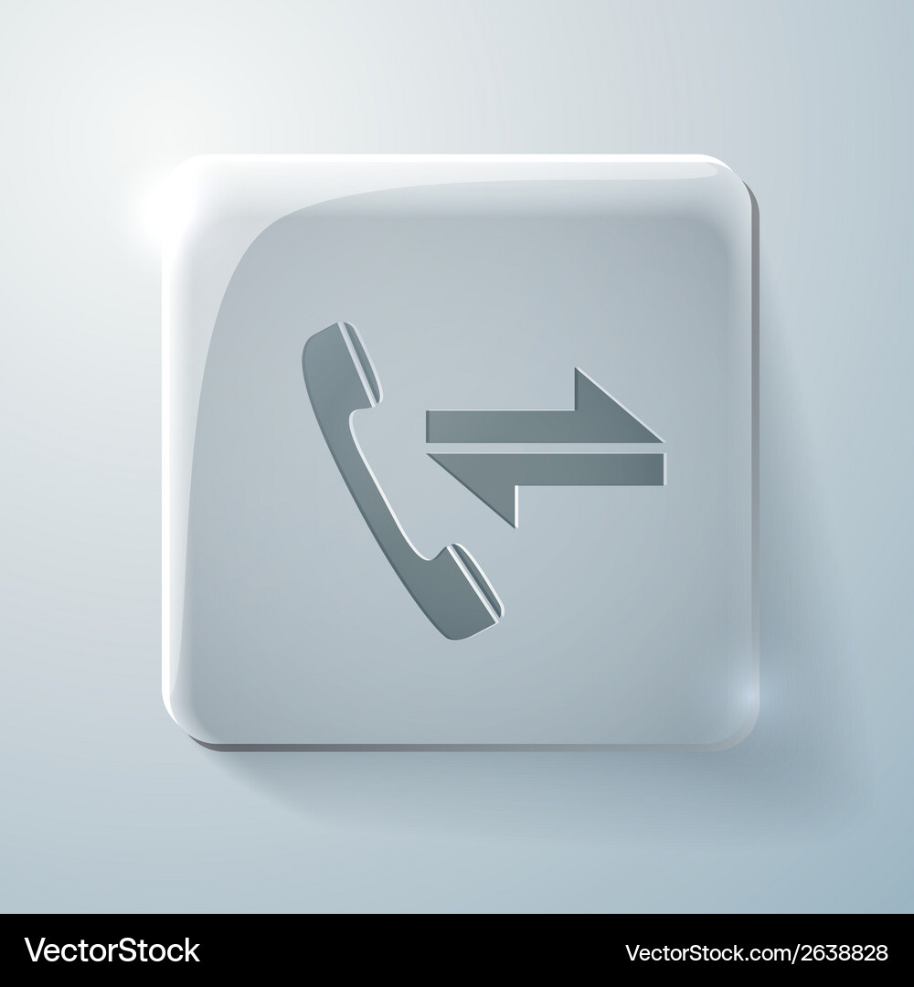 Incoming and outgoing call glass square icon Vector Image