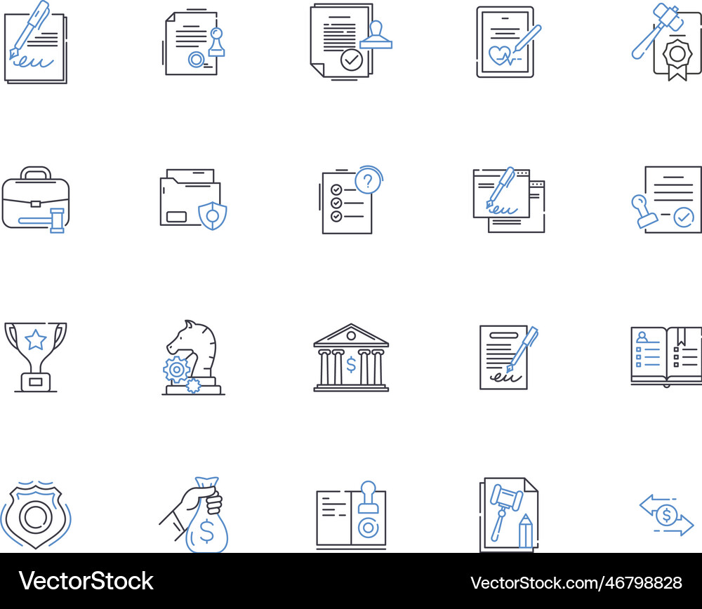 Licensed line icons collection accredited Vector Image