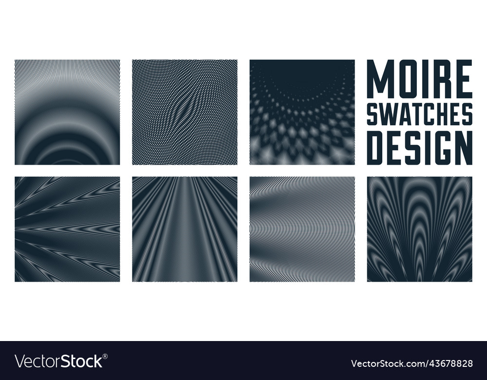 Moire abstract backgrounds set linear contrast Vector Image