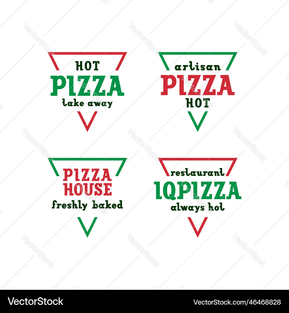 Pizza logo set badges design emblem for cafes Vector Image