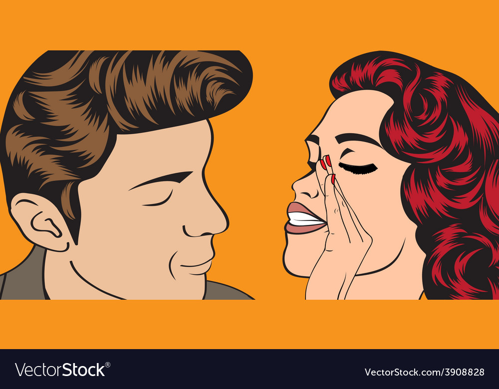 Pop Art Cute Retro Couple In Comics Style Vector Image