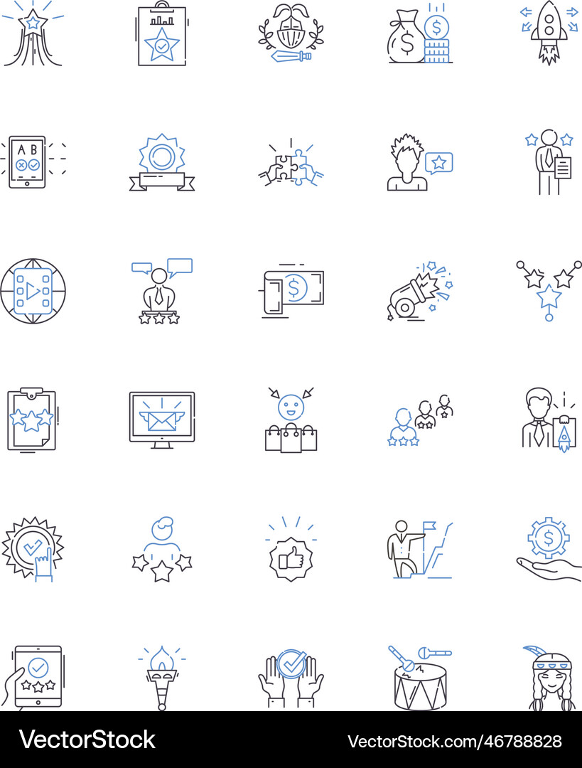 Prosperity line icons collection abundance Vector Image