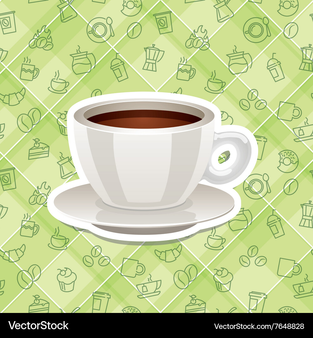 Realistic sticker icon with cup of coffee Vector Image