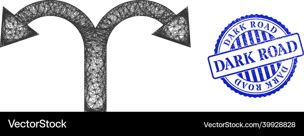 Rubber dark road stamp seal and network Royalty Free Vector