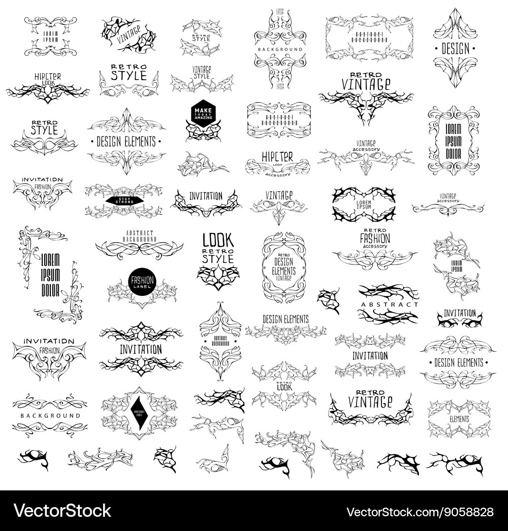 Set of elegant calligraphic design Royalty Free Vector Image