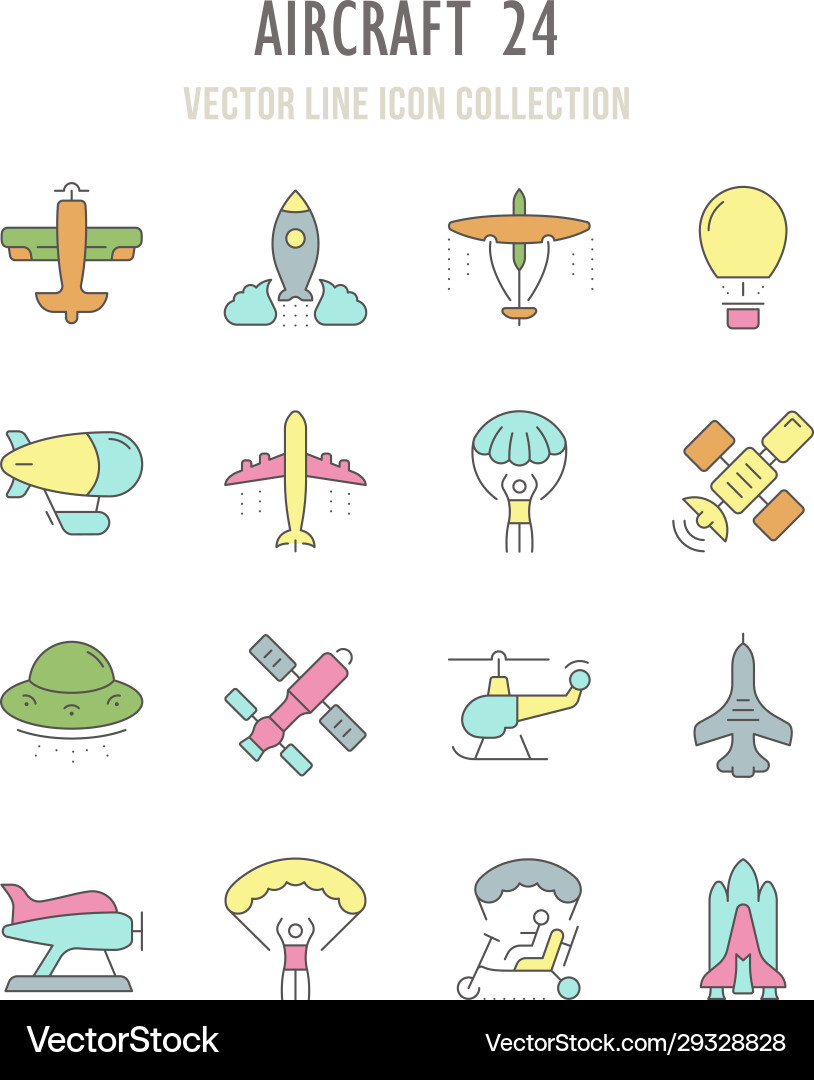 Set retro icons aircraft Royalty Free Vector Image