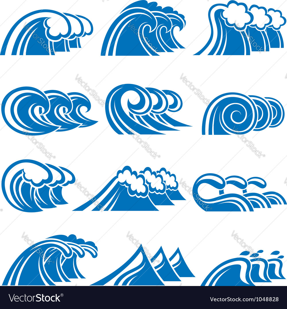 Set waves Royalty Free Vector Image - VectorStock