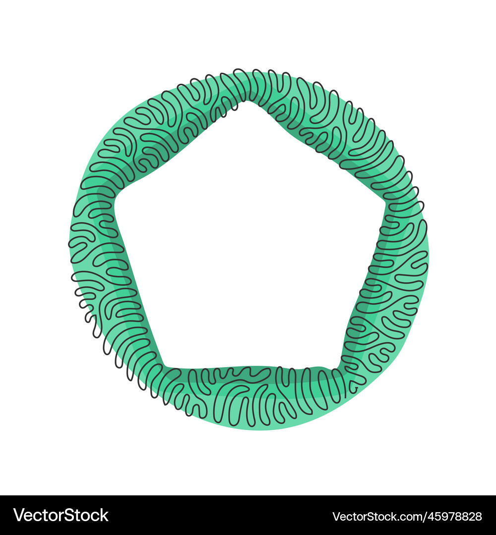 Single one line drawing geometric shapes pentagon Vector Image