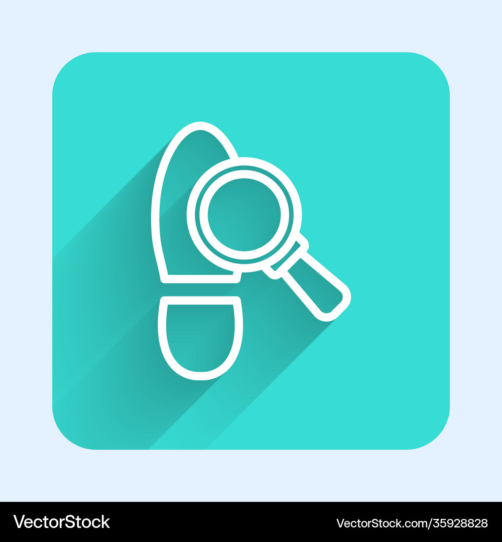 White line magnifying glass with footsteps icon Vector Image