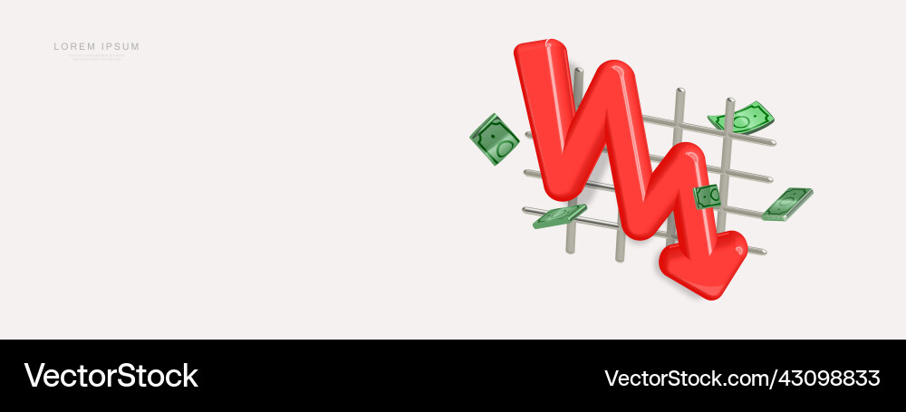 3d downturn graph with red arrow finance Vector Image