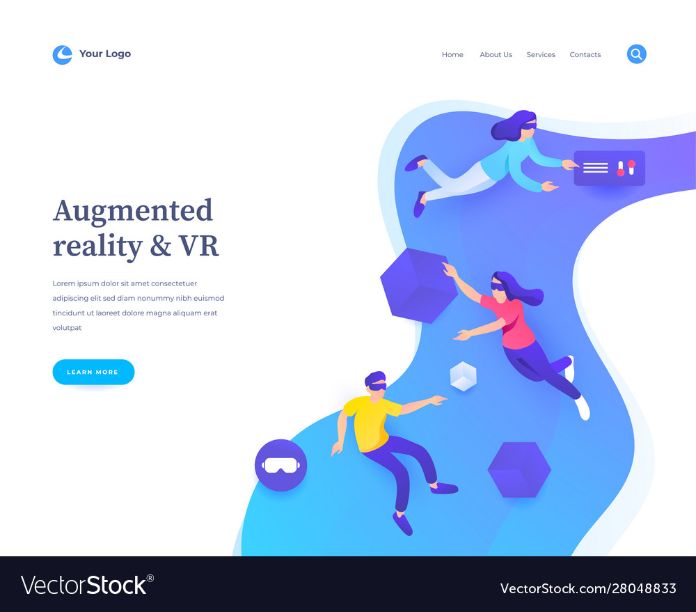 Augmented reality concept workflow flying Vector Image Augmented reality concept workflow flying Vector Image