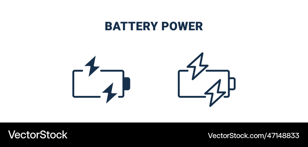 Battery power icon outline and filled Royalty Free Vector