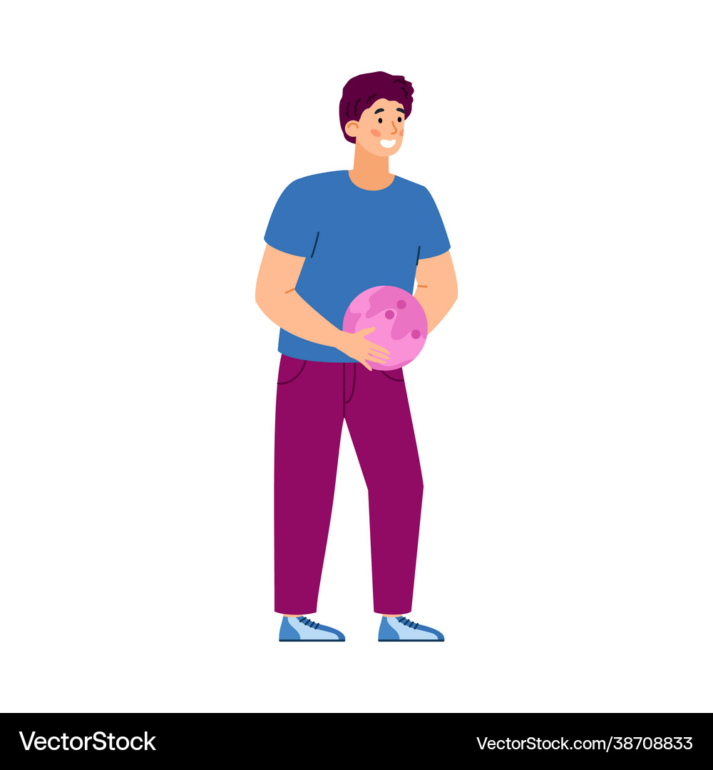 Bowling or kegling player male holding ball flat Vector Image