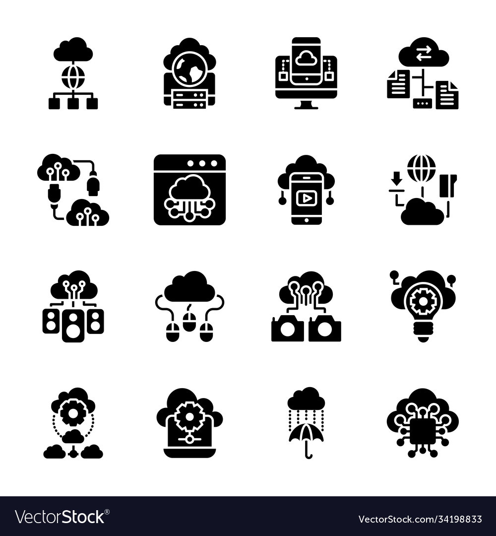 Collection cloud computing Royalty Free Vector Image