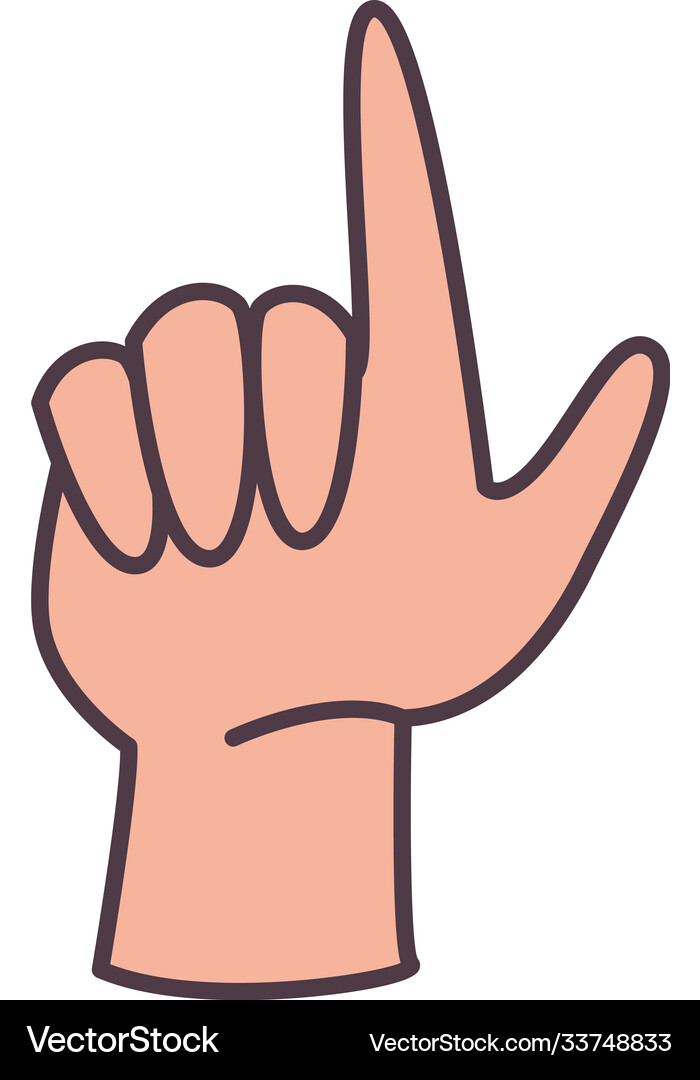 L hand sign language line and fill style icon Vector Image