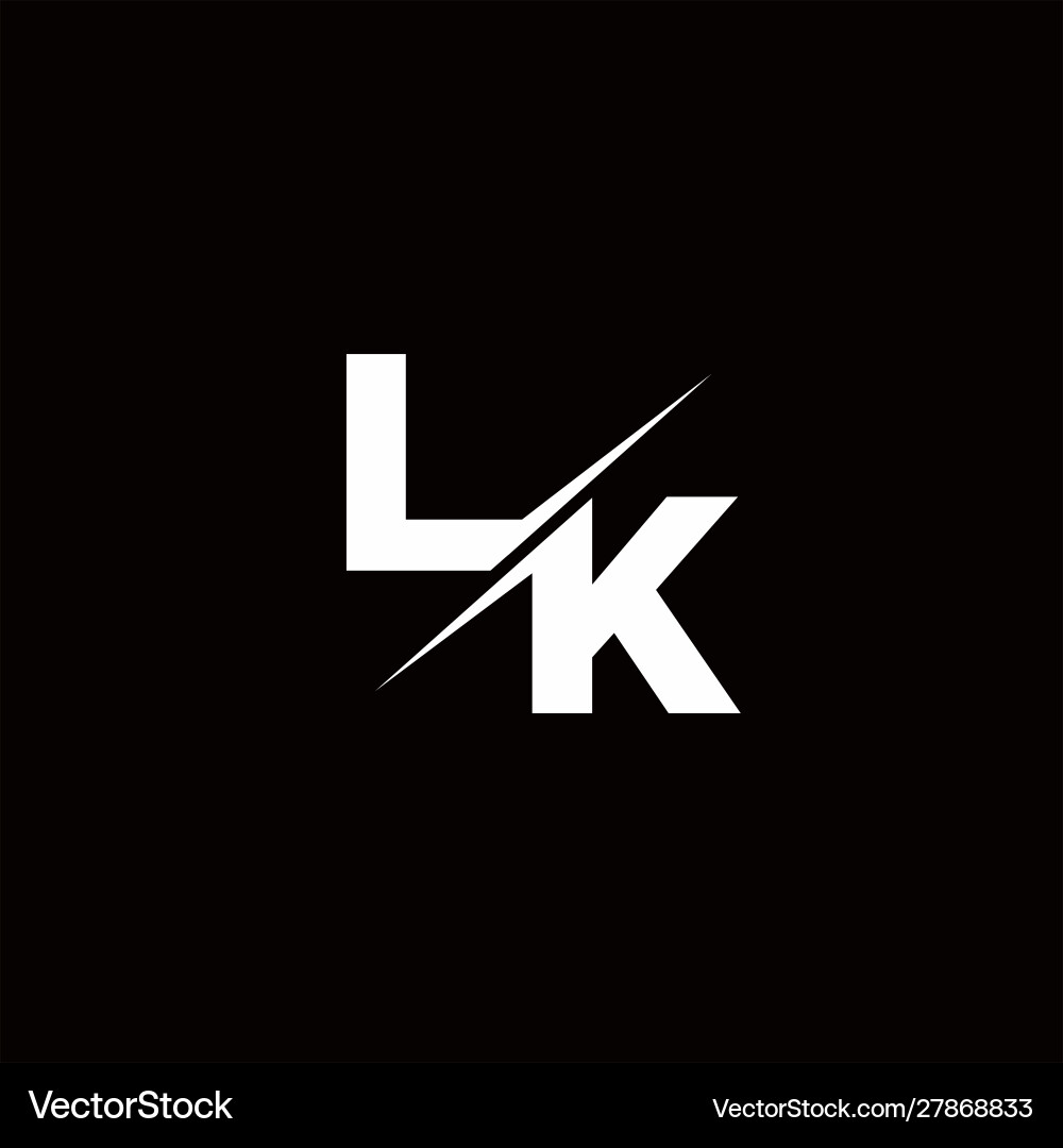 Lk logo letter monogram slash with modern Vector Image