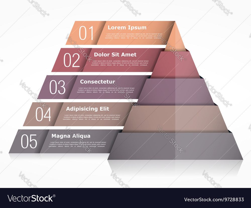 Pyramid chart with five elements Royalty Free Vector Image