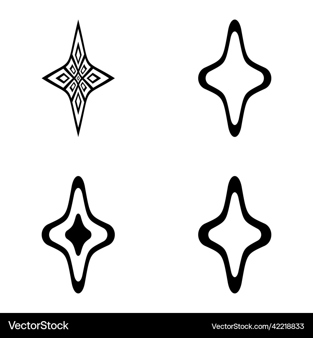 Rhombic star3 flat icon set isolated on white Vector Image