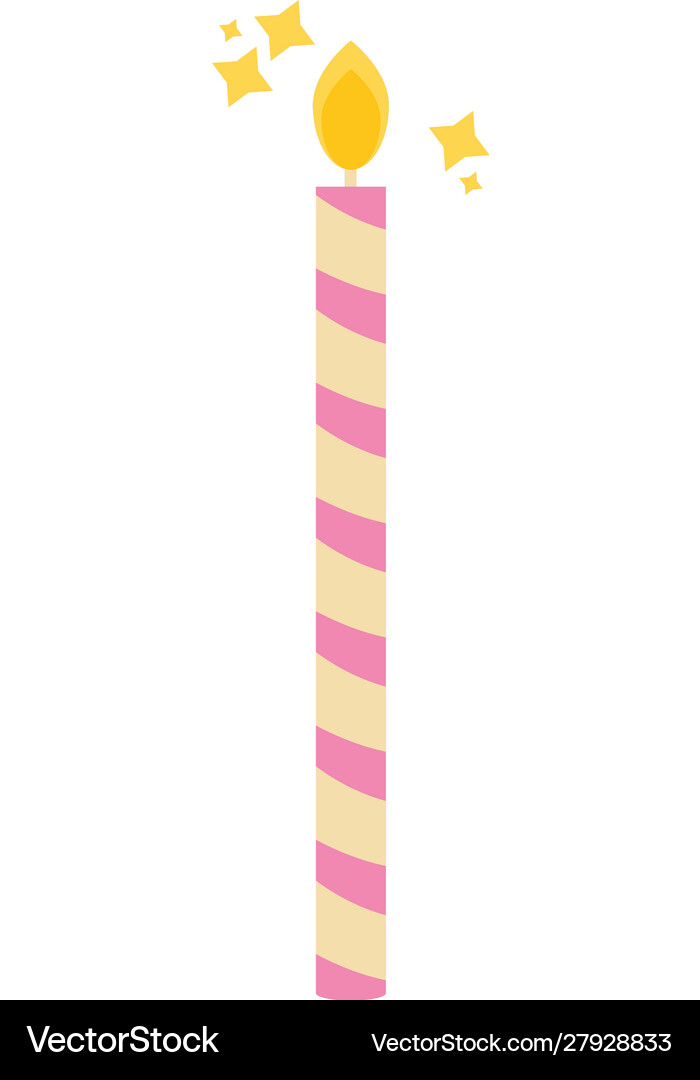 Striped candle celebration party flat icon design Vector Image