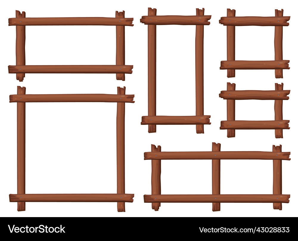 Wood frame in cartoon style Royalty Free Vector Image