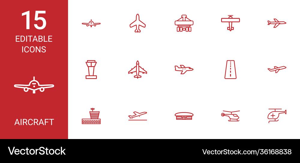 15 aircraft icons Royalty Free Vector Image - VectorStock
