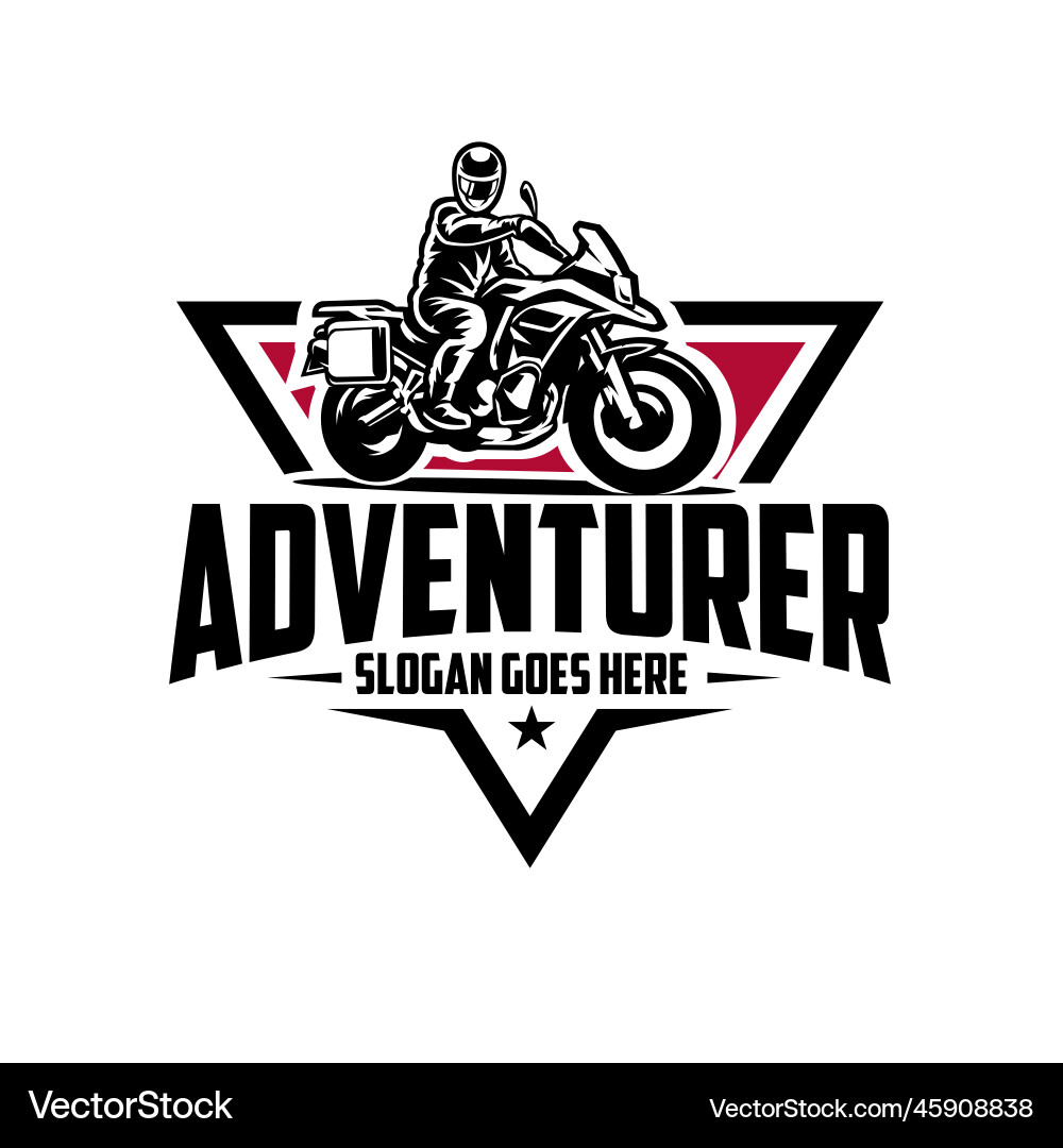 Adventure biker emblem logo art isolated Vector Image